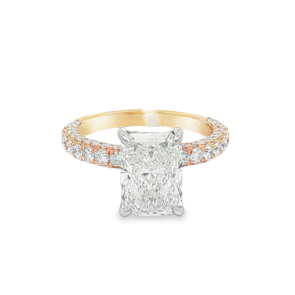 14K Yellow And White Gold Hidden Halo Radiant Lab Grown Diamonds ...
