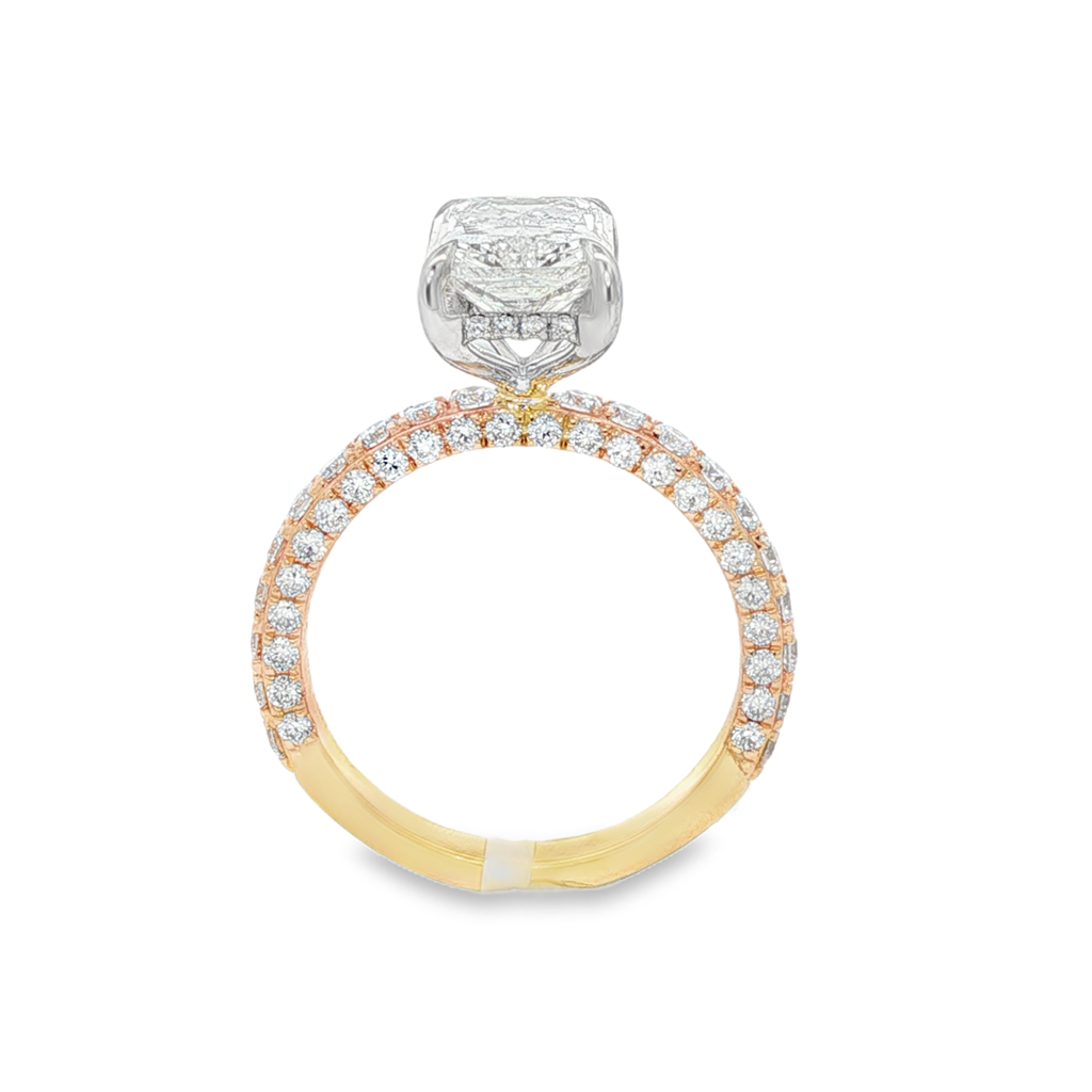 14K Yellow And White Gold Hidden Halo Radiant Lab Grown Diamonds ...