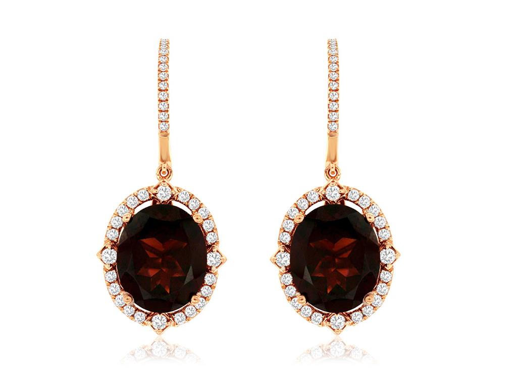 14K Rose Gold Garnets And Diamond Dangle Earrings– Jewelers Touch