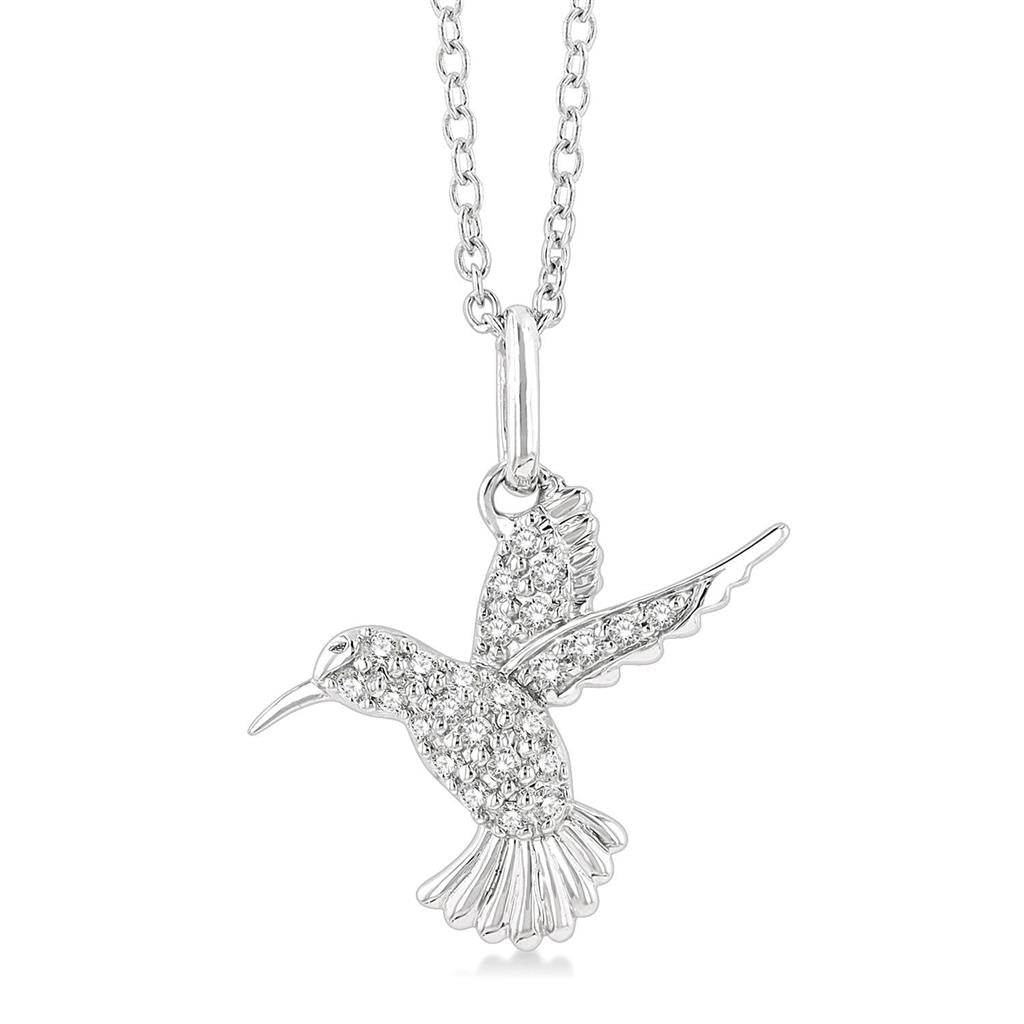 10K White Gold Natural Diamonds Hummingbird Pendant– Jewelers Touch