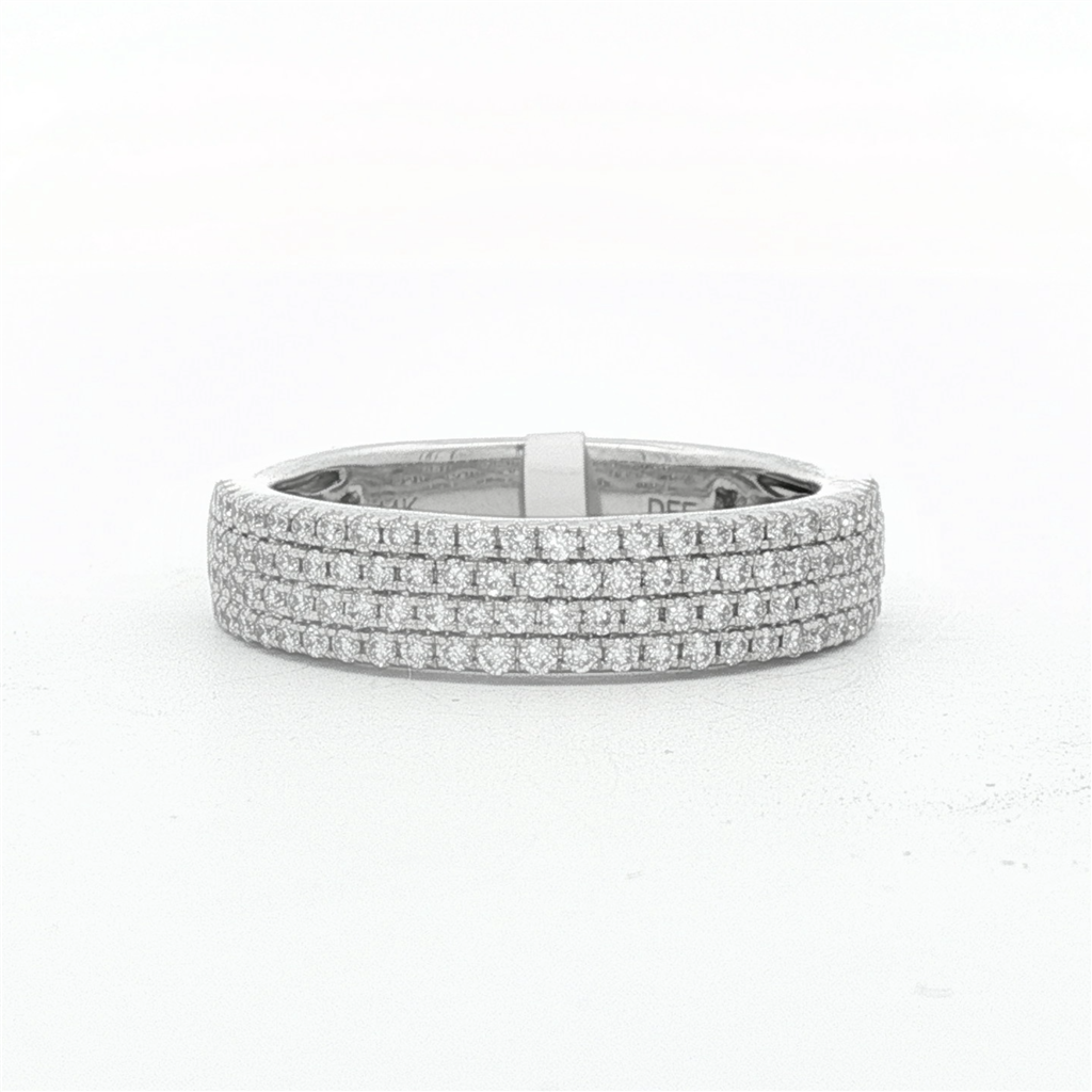 14K White Gold Four-Row Half Anniversary Natural Diamonds Band ...
