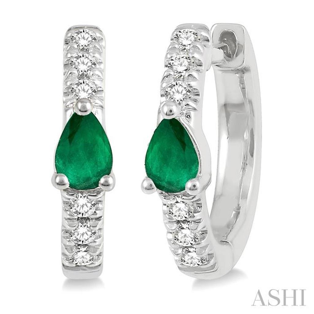 10K White Gold Emeralds Huggie Earrings– Jewelers Touch