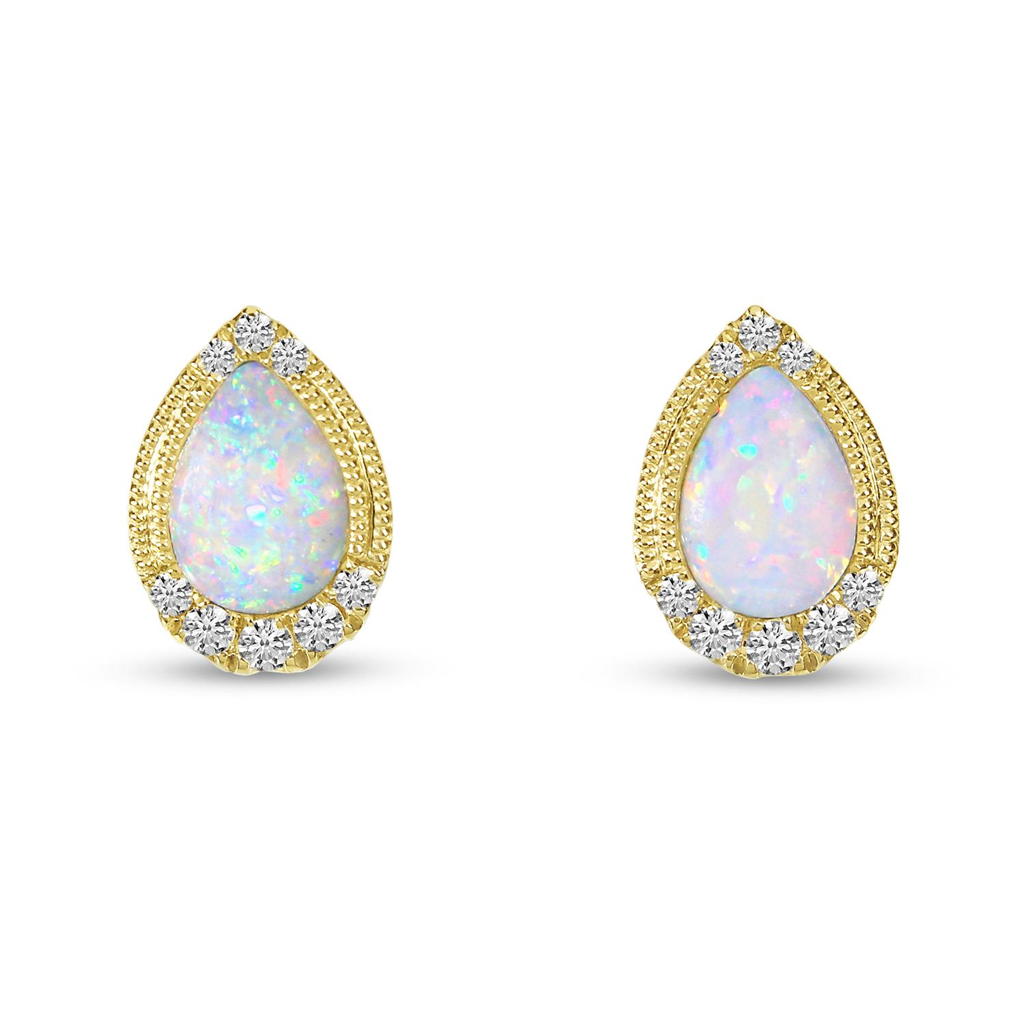 14K Yellow Gold Opals Button Earrings– Jewelers Touch