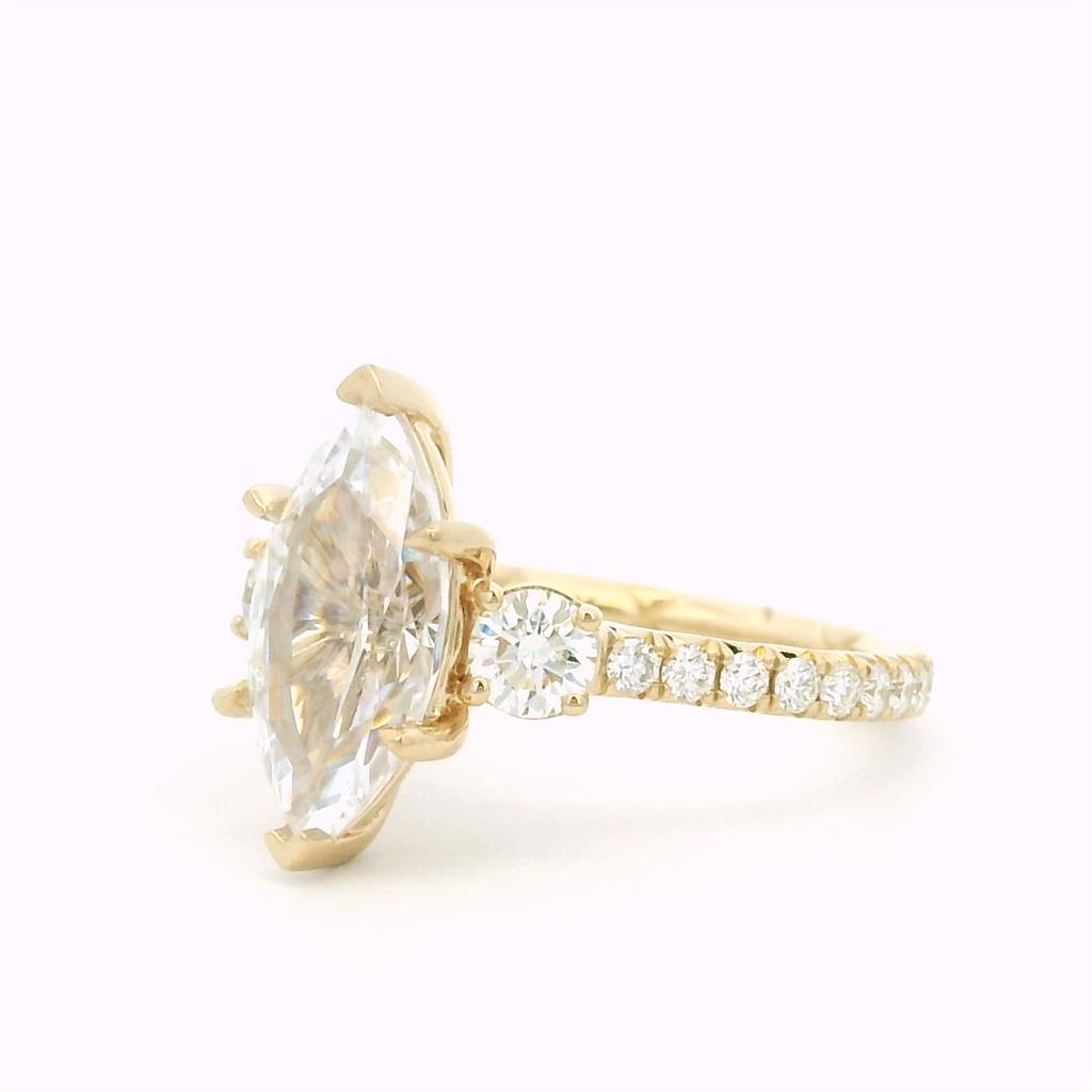 14K Yellow Gold Three Stone Marquise Diamond Engagement Ring– Jewelers ...