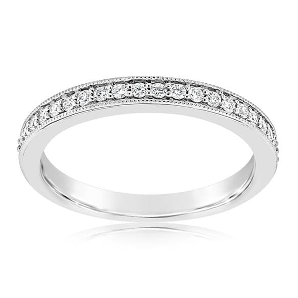 14K White Gold Vintage Natural Diamonds Band– Jewelers Touch