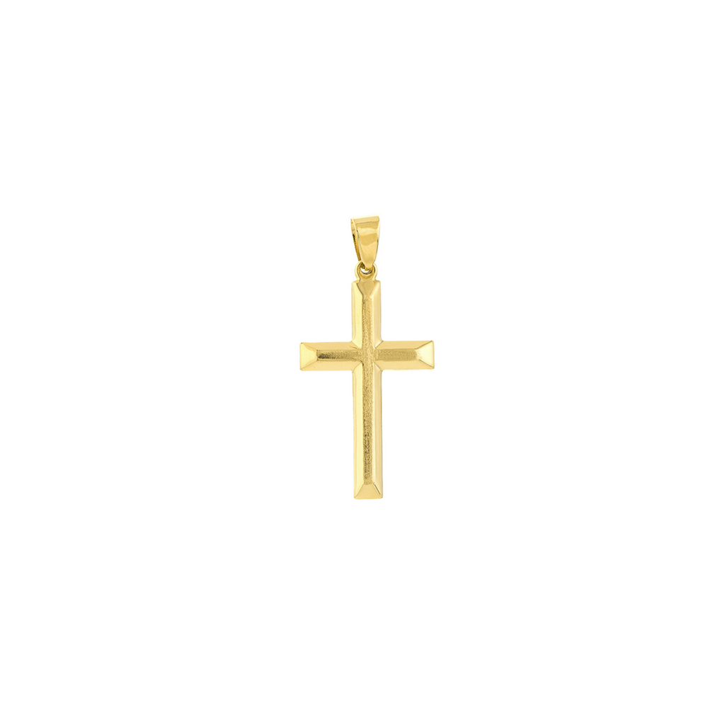 14K Yellow Gold Beveled Cross Pendant– Jewelers Touch