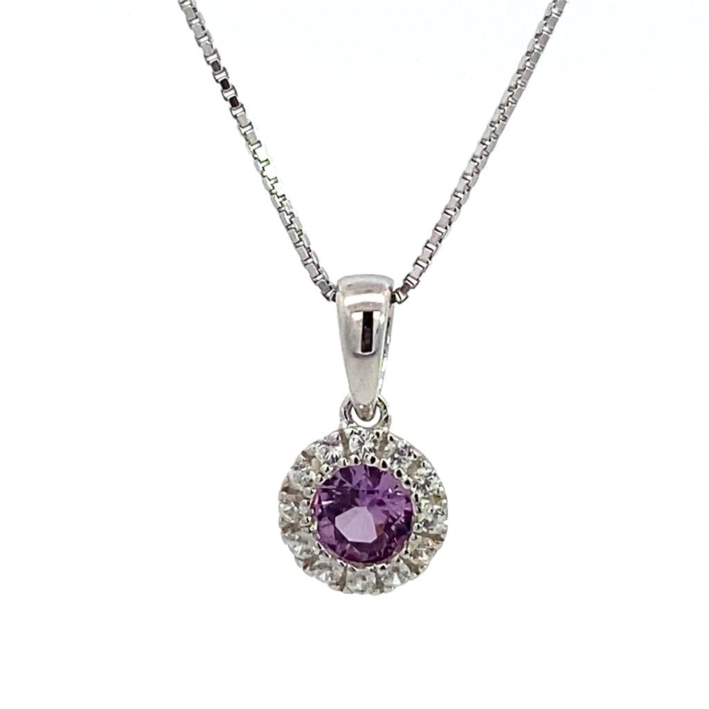 June Birthstone Pendant: Sterling Silver Lab Grown Alexandrite Halo ...