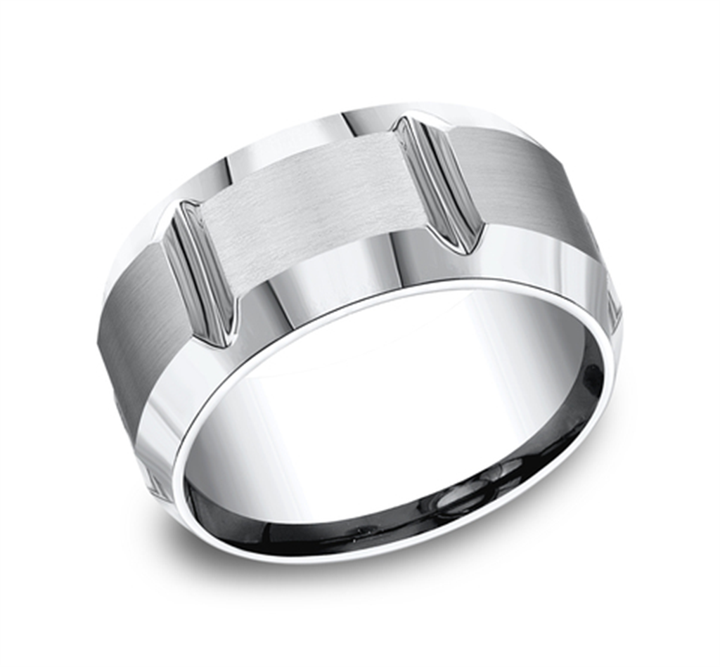 Cobalt Chrome 10mm Vertical Cut Wedding Band– Jewelers Touch