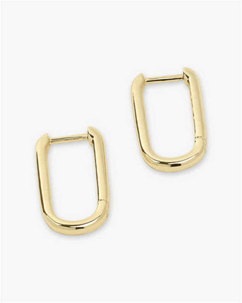 18K Yellow Gold Overlay 'Carrie' Chain Oval Medium Hoops– Jewelers Touch
